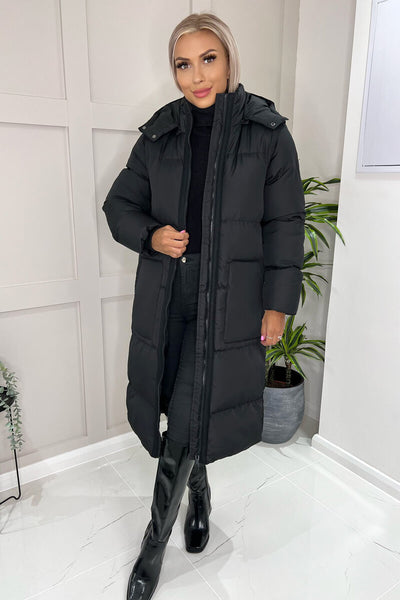 Black 2 in 1 Puffer Coat With Detachable Sleeves – AX Paris US