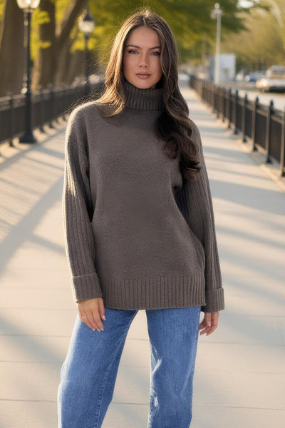 Mink Roll Neck Rib Detail Jumper – AX Paris US