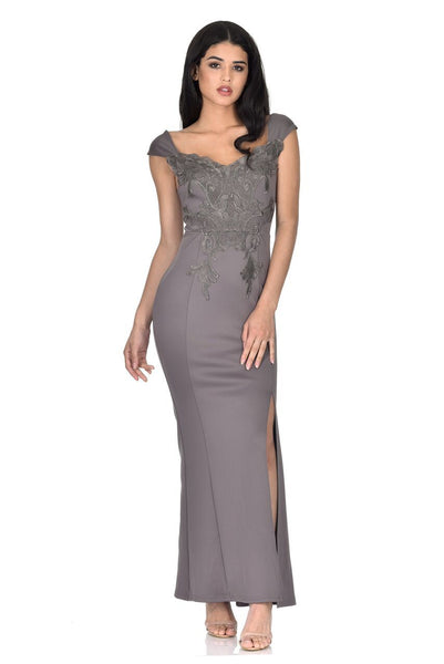 Dark Grey Lace Overlay Maxi Dress – AX Paris US
