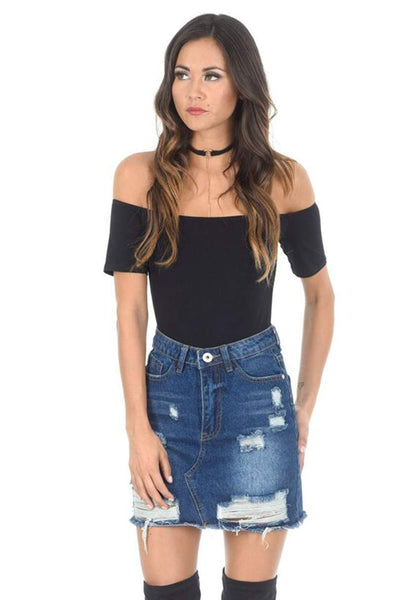 Denim Ripped Mini Skirt – AX Paris US