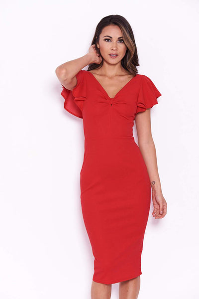 Red Bow Front Midi Dress – AX Paris US